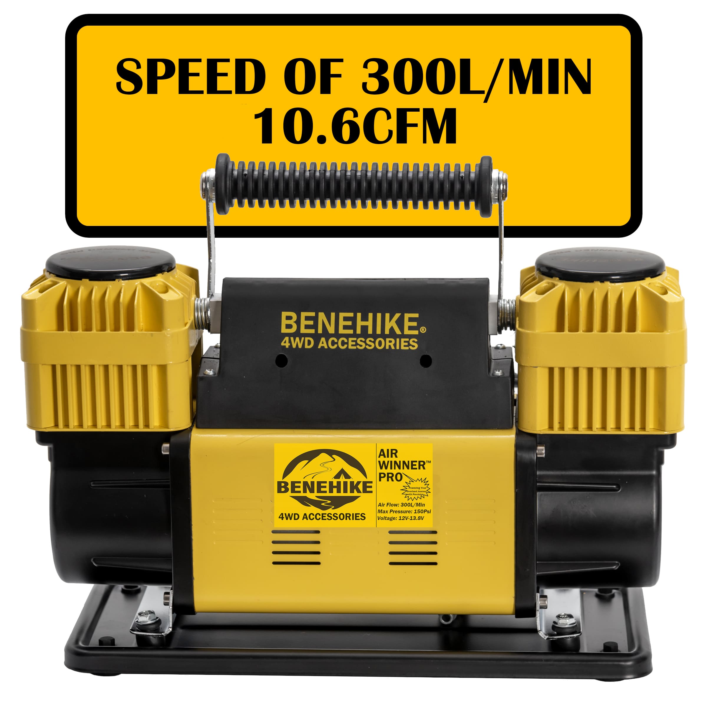 BeneHike Air Winner Pro Protable Dual Air Compressor 10.6 CFM 12V with Storage Bag Hose Quick Connect Coupler