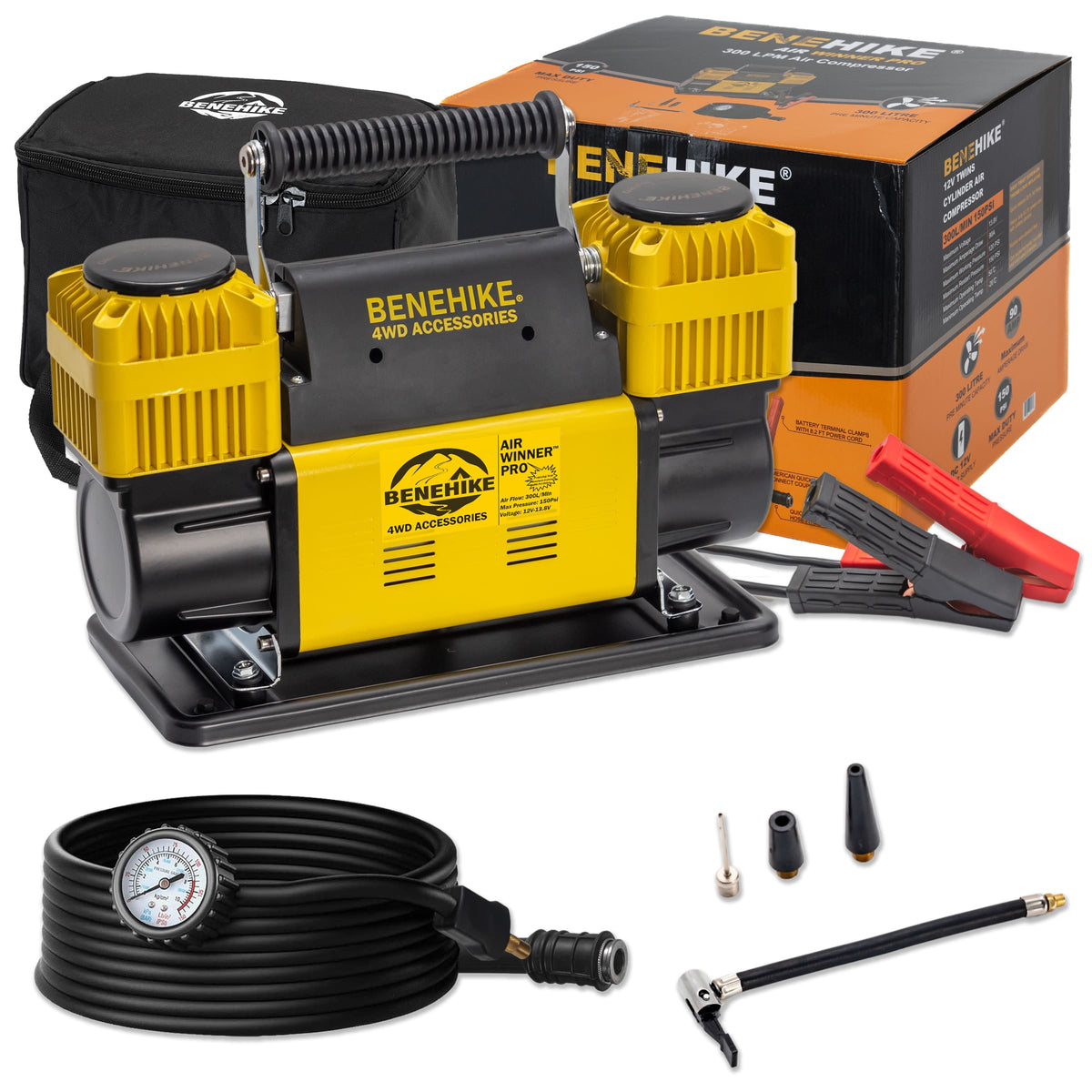 AIR WINNER PRO Protable Dual Air Compressor 10.6 CFM, 12V, With Storage ...