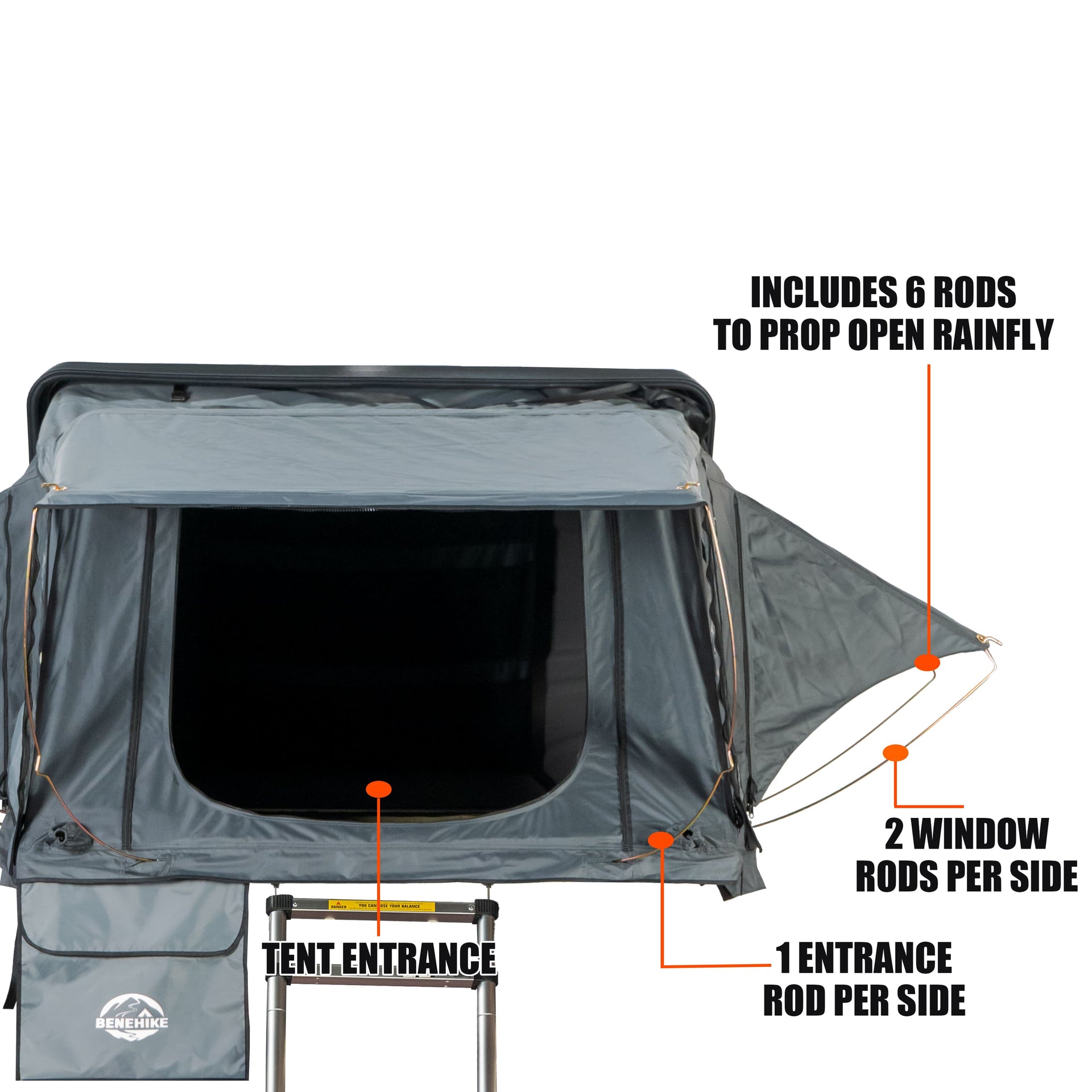 Bivvyy V2 Hard Shell Side Open Rooftop Tent, With Rainflys, 3 Person ...
