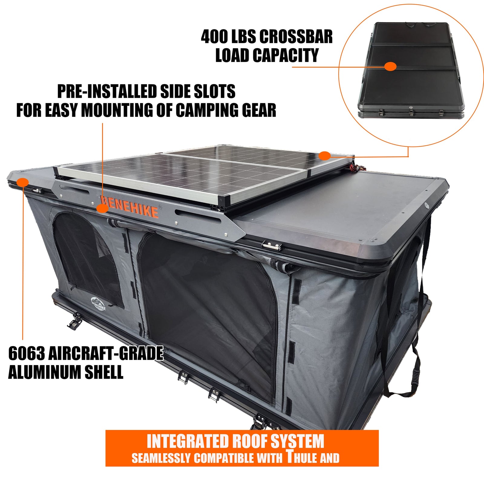 Alumabode V2 Aluminum Hard Shell Pop-Up Rooftop Tent, 3~4 Person – BENEHIKE